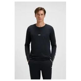 Longsleeve BOSS "Unique", Herren, Gr. XXL, blau (dunkelblau 403), Jersey, Obermaterial: 95% Baumwolle, 5% Elasthan, unifarben, regular fit, Rundhals, Shirts, bequemes Langarmshirt mit Kontrastnaht am &Auml;rmel