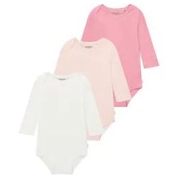Langarmbody HUGGIES BABYWEAR "HUGB 3PK BODYSUIT", Jungen, Gr. 3 (68), N-Gr, huggies wild rose, Feinripp, Obermaterial: 100% Baumwolle, unifarben, normal lang, Rundhals, abgerundeter Saum, Bodys, 3er-Pack, in Ripp-Optik