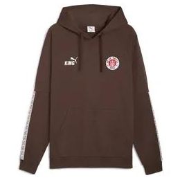 Hoodie Puma "FC St. Pauli KING Hoodie Herren", Herren, Gr. S, wei&szlig; (espresso braun wei&szlig;), Obermaterial: 100% Baumwolle. Rippe: 3% Elasthan, 97% Baumwolle. Besatz: 100% Polyester, normal, Rundhals, Sweatshirts Hoodie