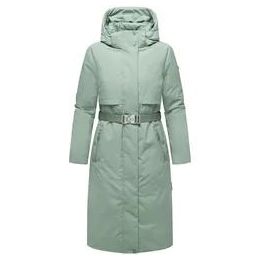 Wintermantel Navahoo "Waldbummler 14", Damen, Gr. L (40), rauchmint, Obermaterial: 100% Polyester. Innenfutter: 100% Polyester. Wattierung: 100% Polyester. &Auml;rmelfutter: 100% Polyester, tailliert knielang, hoch geschlossener Ausschnitt, &Auml;rmel ohne &Auml;rmelschlitz Rippstrickb&uuml;ndchen, M&auml;ntel Wintermantel, Wasserabweisender Winterparka mit Kapuze und Tailleng&uuml;rtel