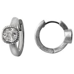 Paar Creolen Firetti "Schmuck Geschenk Silber 925 Ohrschmuck Ohrringe Kissen Solit&auml;r", silberfarben, kristallwei&szlig;, kristallwei&szlig;, Ohrringe, Damen, 14,7mm, Silber 925 (Sterlingsilber), mit Zirkonia (synth.)