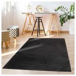 Hochflor-Teppich Carpet City "TOPIA 400", grau (anthrazit), B:80cm H:21mm L:150cm, Polyester, Teppiche, Kunstfell-Teppich mit Kaninchenfell-Optik, Haptik, Schlafzimmer