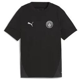 Trainingsshirt Puma "Manchester City Trainingstrikot Jugendliche", M&auml;dchen, Gr. 164, schwarz (schwarz silber metallic), Obermaterial: 100% Polyester, regular fit, Rundhals, Shirts