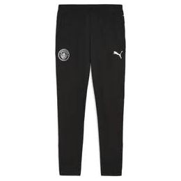Sporthose Puma "Manchester City Trainingshose Herren", Damen, Gr. S, Normalgr&ouml;&szlig;en, schwarz (schwarz silber metallic), Obermaterial: 100% Polyester. Taschenfutter: 100% Polyester. Besatz: 12% Elasthan, 88% Polyester, slim fit, Hosen Sporthose