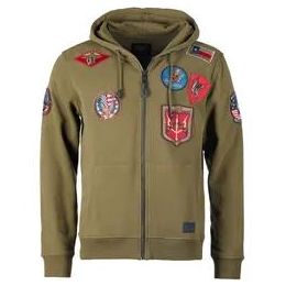 Sweatjacke Top Gun "TG20191057", Herren, Gr. 52L, gr&uuml;n (olive), Material: 65% Baumwolle ;35% Polyester, Sweatjacken Sweatjacke