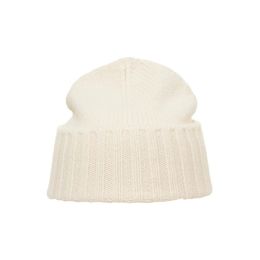 Kangra Caps & M&uuml;tzen - Ribbed Cashmere Beanie With Wide Folded Cuff - Gr. ONE SIZE - in Wei&szlig; - f&uuml;r Damen