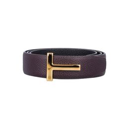 Tom Ford G&uuml;rtel - Small Grain Leather Icon Belt - Gr. 100 - in Rot - f&uuml;r Damen