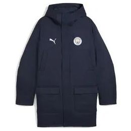 Parka Puma "Manchester City Winter-Trainingsjacke Herren", Herren, Gr. L, blau (deep navy blau), Obermaterial: 100% Polyester. Futter: 100% Polyester. Taschenfutter: 100% Polyester. F&uuml;llung: 100% Polyester, Jacken Parka