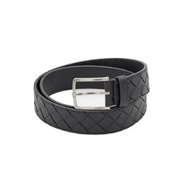 Bottega Veneta G&uuml;rtel - Intricate Woven Leather Belt With Polished Metal B - Gr. 100 - in Schwarz - f&uuml;r Damen