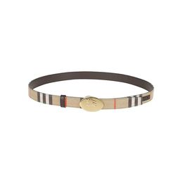 Burberry G&uuml;rtel - Classic Check Pattern Belt With Polished Gold Buck - Gr. L - in Grau - f&uuml;r Damen