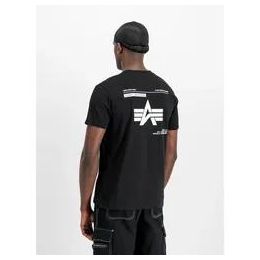 Rundhalsshirt Alpha Industries "Label T BP", Herren, Gr. L, schwarz, Single Jersey, Obermaterial: 100% Baumwolle, bedruckt, regular fit normal, Rundhals, Shirts Rundhalsshirt