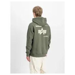 Kapuzensweatshirt Alpha Industries "Label Hoodie BP", Herren, Gr. 3XL, gr&uuml;n (schwarz olive), angeraute Sweatware, Obermaterial: 80% Baumwolle, 20% Polyester, bedruckt, regular fit normal, Rundhals, Rippb&uuml;ndchen, Sweatshirts