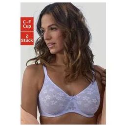Minimizer-BH Petite Fleur, Damen, Gr. 90, Cup D, blau (hellblau, wei&szlig;), Spitze, Obermaterial: 85% Polyamid, 15% Elasthan, BHs Minimizer-BH, mit B&uuml;gel im attraktiven Doppelpack