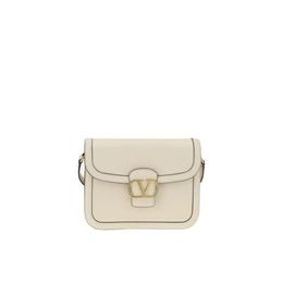 Valentino Garavani Hobo Bags - Compact White Leather Shoulder Bag - Gr. unisize - in Beige - f&uuml;r Damen