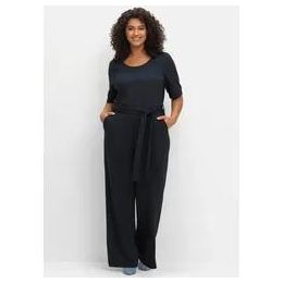 Jumpsuit sheego BY JOE BROWNS, Damen, Gr. 58, Normalgr&ouml;&szlig;en, blau (tiefblau), 68% Viskose, 27% Polyamid, 5% Elasthan, unifarben, lang, Overalls Jumpsuit