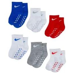 ABS-Socken Nike SPORTSWEAR "POP COLOR GRIPPER INFANT/TODDLER AN", M&auml;dchen, Gr. 68-80, bunt (wei&szlig;, blau, wei&szlig;, grau, wei&szlig;, rot), Baumwollmischung, Socken, f&uuml;r Babys, im 6er-Set