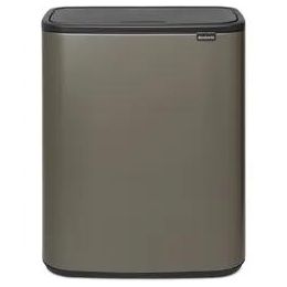 M&uuml;lleimer Brabantia "Bo Touch Bin, 60L", silber (platinum), B:54,5cm H:65,6cm T:31,2cm &Oslash;:54,5cm, Kunststoff, Metall, M&uuml;lleimer, M&uuml;lleimer, Soft-Touch-&Ouml;ffnungssystem