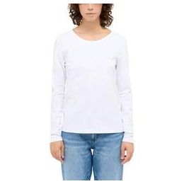 Langarmshirt Mustang "Damen Style Elly", Damen, Gr. XS, wei&szlig;, Jersey, 100% Baumwolle, Rundhals, Shirts Langarmshirt