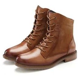 Stiefelette Lascana "Boots, Lederschuhe", Damen, Gr. 36, braun (camelfarben), Obermaterial: 100% Rindsleder. Decksohle: 100% Schafsleder. Futter: 100% Schafsleder. Laufsohle: 100% Synthetik, unifarben, Basic, Schuhe Stiefelette, aus Leder