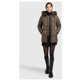 Steppjacke Khujo "MATLA", Damen, Gr. L, dull gr&uuml;n, 100% Polyester, unifarben, eingesetzt elastischer Bund mit Windstopper, Jacken Steppjacke