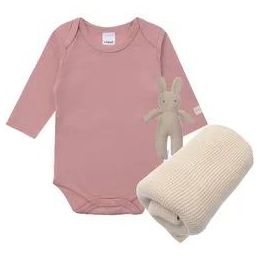 Erstausstattungspaket Liliput "Strickhase Lou", M&auml;dchen, Gr. 62/68, braun (braun, rosa), 100% Baumwolle, KOB Set-Artikel Erstausstattungspaket, mit Body, Strickhase Lou und Decke