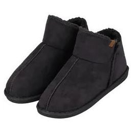 Hausschuh XQ FOOTWEAR "LADIES HOME BOOTS SUEDE", Damen, Gr. 37/38, dunkelgrau, Obermaterial: 100% Polyester. Futter: 100% Polyester. Laufsohle: 100% Gummi, unifarben, Schuhe Hausschuh, mit Logopr&auml;gung und kuscheligen, w&auml;rmenden Innenfutter