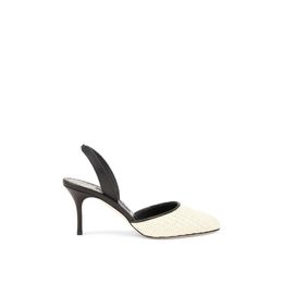 Manolo Blahnik Hohe Schuhe - Casam 70 Raffia Pumps - Gr. 36,5 (EU) - in Beige - f&uuml;r Damen