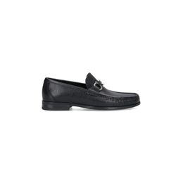 Salvatore Ferragamo Loafer - Textured Black Leather Loafers With Metallic Bit D - Gr. 6 - in Schwarz - f&uuml;r Damen