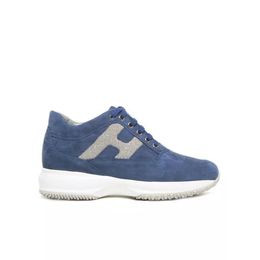 Hogan Low-Top Sneaker - Blue Suede With Glitter H Interactive Sneakers - Gr. 35 (EU) - in Blau - f&uuml;r Damen