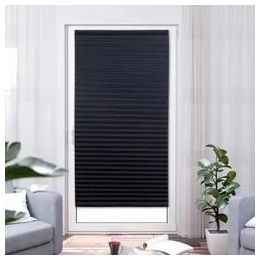 Plissee K-home "COMO", schwarz, B:70cm H:210cm, Obermaterial: 100% Polyester, Plissees