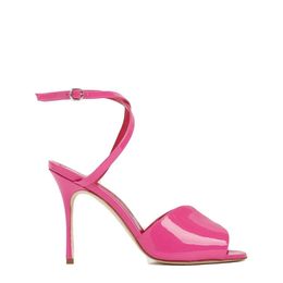 Manolo Blahnik Sandalen - Pink Patent Calf Leather Hourani Sandal - Gr. 39,5 (EU) - in Rosa - f&uuml;r Damen