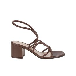 Gianvito Rossi Sandalen - Brown Lamb Leather Sandals With Block Heel - Gr. 36 (EU) - in Braun - f&uuml;r Damen