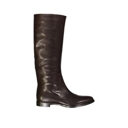 Sergio Rossi Stiefel - Leather Boots With Minimalistic Design - Gr. 35,5 (EU) - in Braun - f&uuml;r Damen