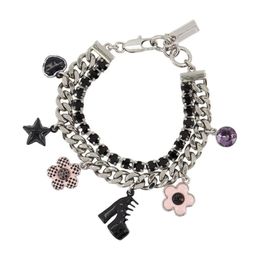 Marc Jacobs Armband - Mini Icon Charm Bracelet With Double Chain Design - Gr. ONE SIZE - in Silber - f&uuml;r Damen