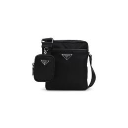Prada Hobo Bags - Rectangular Black Crossbody Bag With Detachable Po - Gr. unisize - in Schwarz - f&uuml;r Damen
