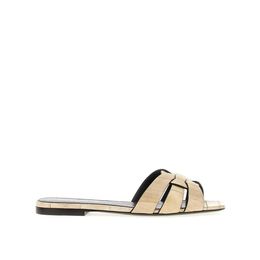 SAINT LAURENT Sandalen - Tribute Eel Leather Flat Sandals - Gr. 35 (EU) - in Beige - f&uuml;r Damen