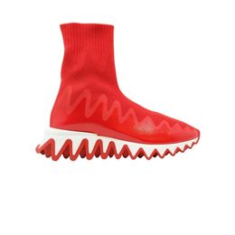 Christian Louboutin Stiefel - Loubi Fabric Sharkysock Sneakers - Gr. 36,5 (EU) - in Rot - f&uuml;r Damen