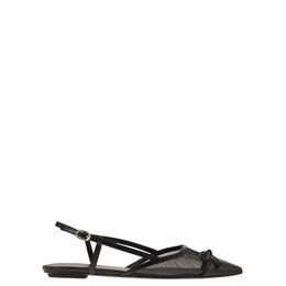 Stuart Weitzman Sandalen - Kitty - Leather And Transparent Fabric Slingback - Gr. 37,5 (EU) - in Schwarz - f&uuml;r Damen