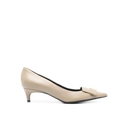 Sergio Rossi Hohe Schuhe - Sr1 Leather Pumps With Pointed Toe And Bow Detail - Gr. 34 (EU) - in Beige - f&uuml;r Damen