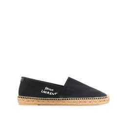 SAINT LAURENT Loafer - Canvas Slip-On Espadrilles With Embroidered Logo D - Gr. 41 (EU) - in Schwarz - f&uuml;r Damen