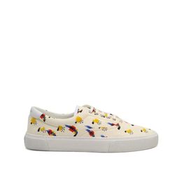 SAINT LAURENT Low-Top Sneaker - Printed Canvas Sneakers - Gr. 41 (EU) - in Wei&szlig; - f&uuml;r Damen