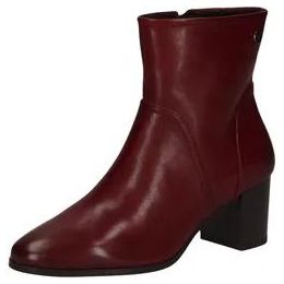 Stiefelette Caprice "Caprice Stiefelette Leder", Damen, Gr. 38,5, rot (bordeaux), Leder, Schuhe Stiefelette