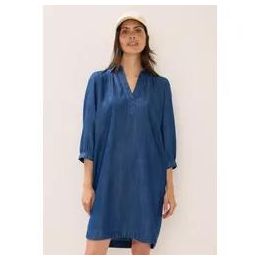 Midikleid Cecil, Damen, Gr. S38, US-Gr&ouml;&szlig;en, mid blau wash, Stoff, 100% Lyocell, unifarben, normal kniefrei, V-Ausschnitt, B&uuml;ndchen, Kleider Midikleid, aus Lyocell