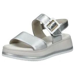 Riemchensandale Gabor COMFORT "Gabor Comfort Sandalen Leder", Damen, Gr. 40, silber, Leder, Schuhe Riemchensandale
