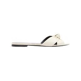 SAINT LAURENT Sandalen - Leather Slides - Gr. 36 (EU) - in Wei&szlig; - f&uuml;r Damen