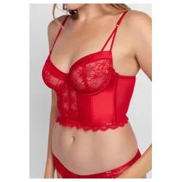 Bustier Dorina "Hasina", Damen, Gr. 85, Cup A, rot, Spitze, Obermaterial: 54% Polyamid, 37% Polyester, 9% Elasthan, unifarben, BHs Bustier, mit zarter Spitze und gl&auml;nzendem Satin, verstellbare Tr&auml;ger