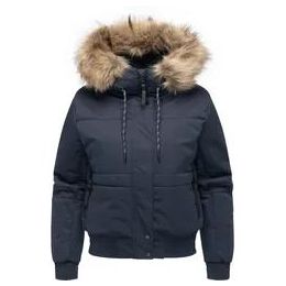 Winterjacke Ragwear "Deluxia YOUMODO", Damen, Gr. L (40), navy, Obermaterial: 100% Polyester. Innenfutter: 100% Polyester. Wattierung: 100% Polyester, gerade h&uuml;ftlang, hoch geschlossener Ausschnitt, eng B&uuml;ndchen, Jacken Winterjacke, modische Damen Bomberjacke mit Kunstfell
