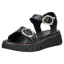 Keilsandalette Tamaris "Tamaris Sandalen Leder", Damen, Gr. 39, schwarz, Leder, Schuhe