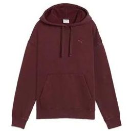 Hoodie Puma "Essentials Elevated Relaxed Wash Hoodie Damen", Damen, Gr. XL, rot (ruby shimmer rot), Obermaterial: 34% Polyester, 66% Baumwolle; Kapuze: 34% Polyester, 66% Baumwolle; Rippe: 3% Elasthan, 97% Baumwolle, relaxed fit, Sweatshirts Hoodie