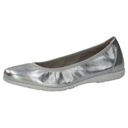 Ballerina Caprice "Caprice Ballerinas Leder", Damen, Gr. 37, silber, Leder, Schuhe Ballerina
